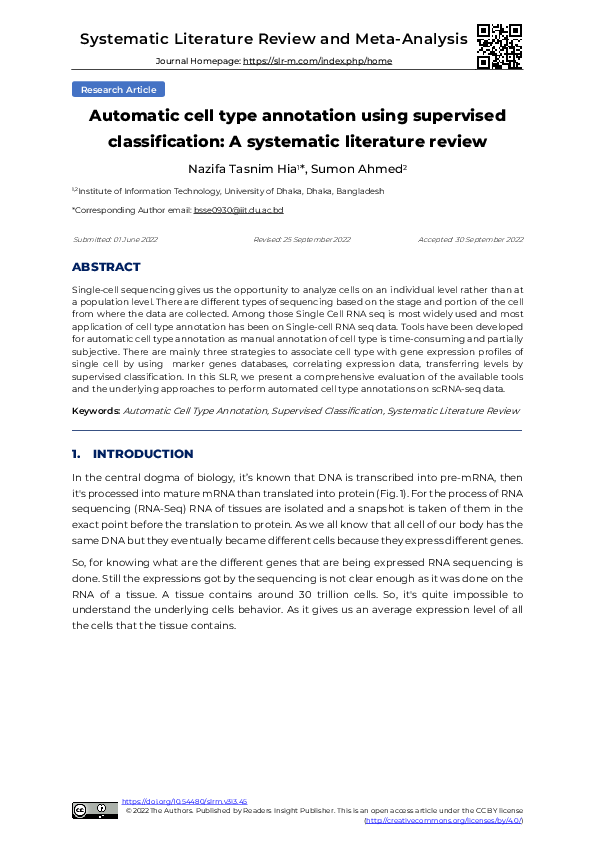 (PDF) Automatic cell type annotation using supervised classification: A ...
