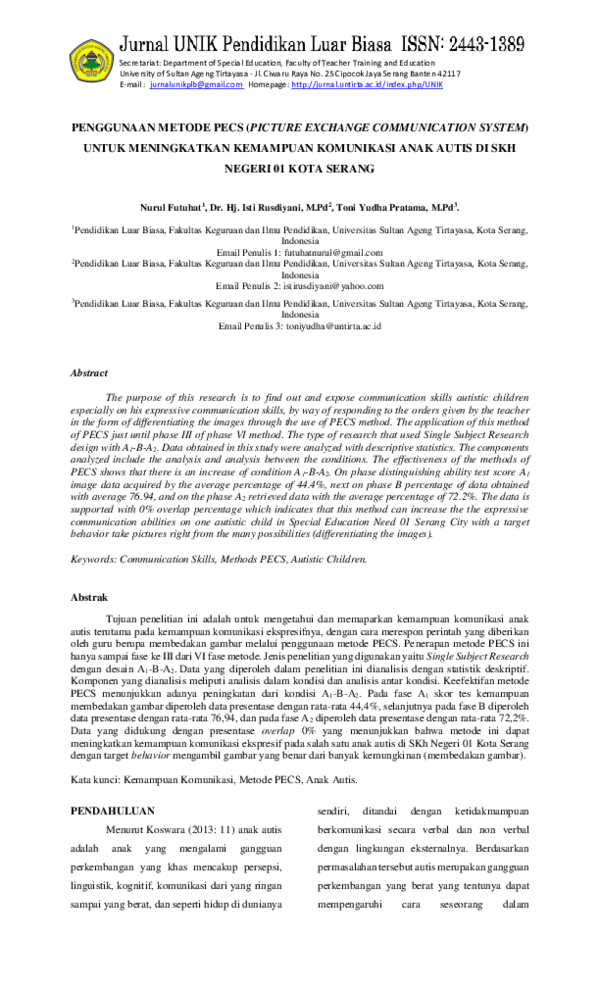 (PDF) Penggunaan Metode Pecs (Picture Exchange Communication System ...