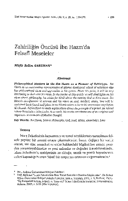 (PDF) Philosophical Matters in the Ibn Hazm as a Pioneer of Zahiriyya