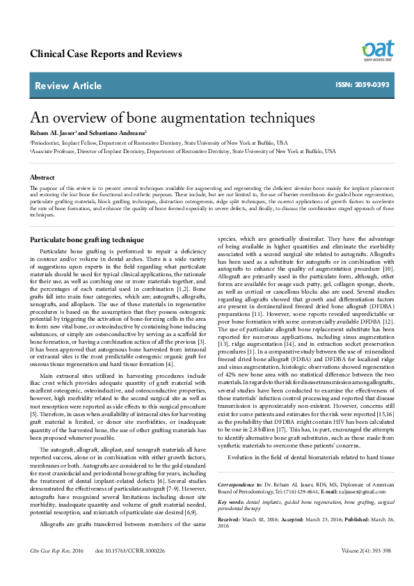 (PDF) Bone Augmentation Techniques for Implants
