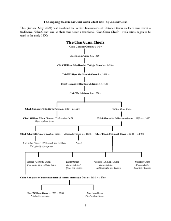 (PDF) The ongoing, traditional Clan Gunn Chief line