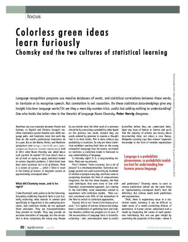 (PDF) Colorless Green Ideas Learn Furiously
