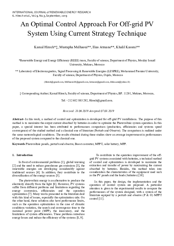 (PDF) An optimal control approach for off-grid PV system using current strategy technique