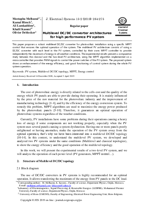 (PDF) Multilevel DC/DC converter architectures for high performance PV system