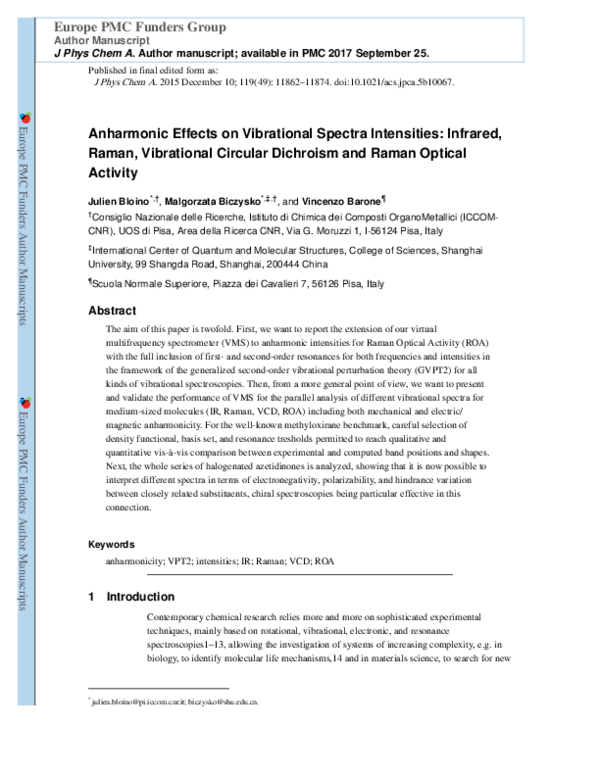 (PDF) Anharmonic Effects on Vibrational Spectra Intensities: Infrared ...