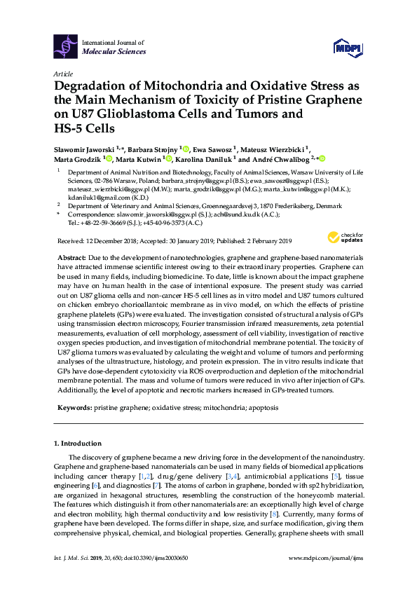 (PDF) Degradation of Mitochondria and Oxidative Stress as the Main ...