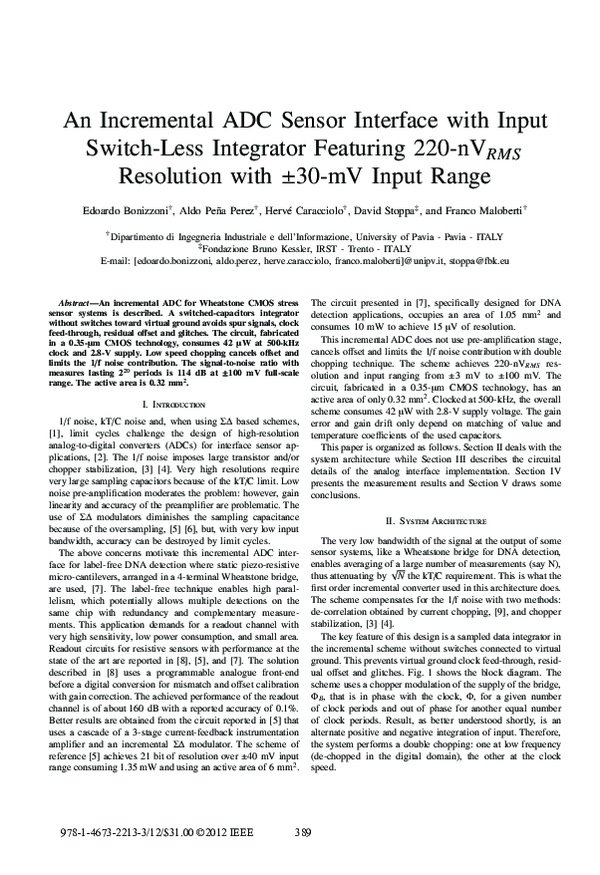 (PDF) An incremental ADC sensor interface with input switch-Less ...