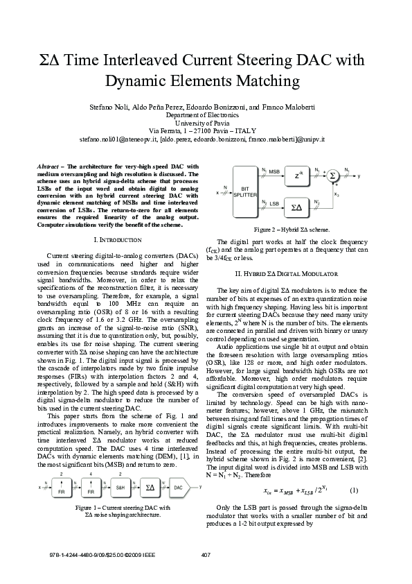 (PDF) ΔΣ time interleaved current steering DAC with dynamic elements matching