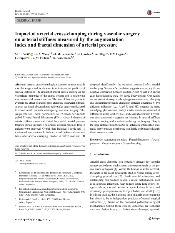 (PDF) Impact of arterial cross-clamping during vascular surgery on ...