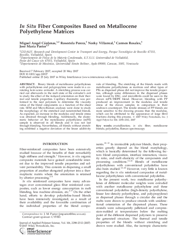 (PDF) In situ fiber composites based on metallocene polyethylene matrices