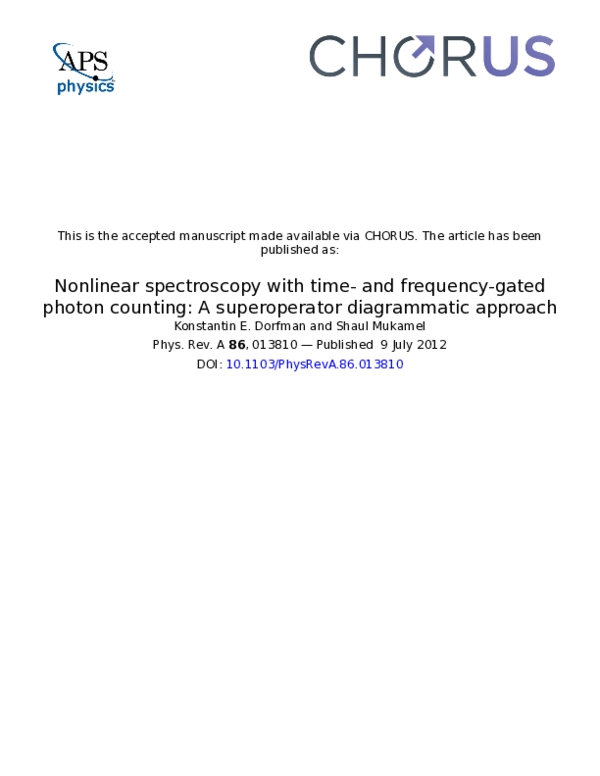 (PDF) Nonlinear spectroscopy with time- and frequency-gated photon ...