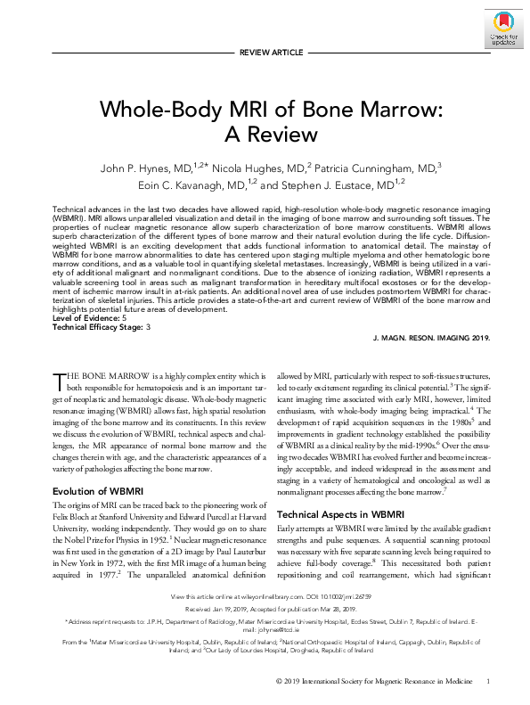 (PDF) Whole‐body MRI of bone marrow: A review