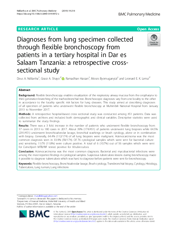 (PDF) Diagnoses from lung specimen collected through flexible ...