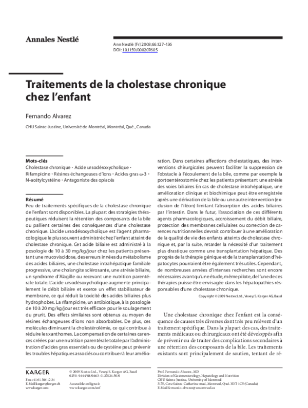 (PDF) Traitements de la cholestase chronique chez l’enfant