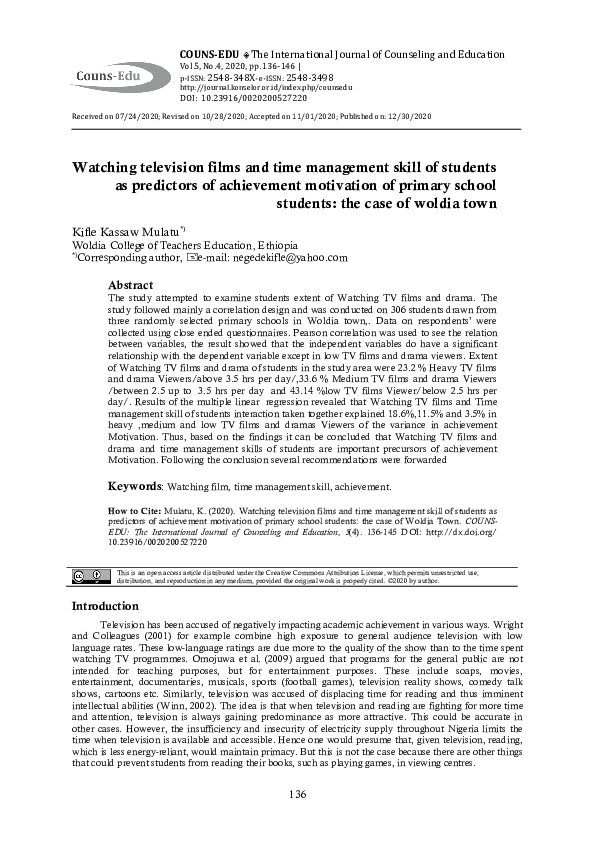 (PDF) Watching television films and time management skill of students ...