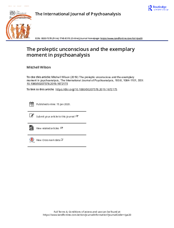 (PDF) Proleptic Unconscious in Psychoanalysis: Clinical Insights