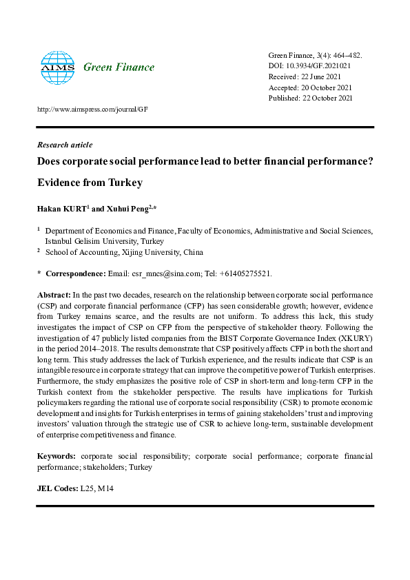 (PDF) Does corporate social performance lead to better financial ...