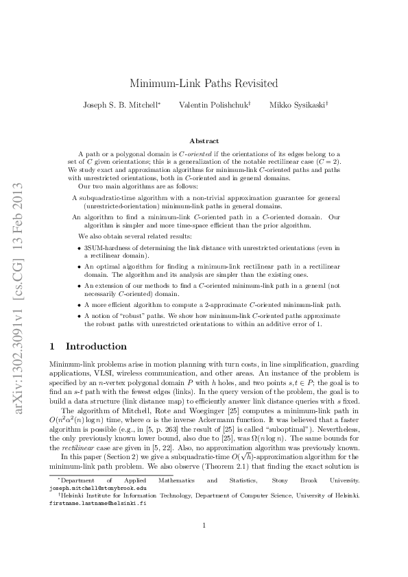 Pdf Minimum Link C Oriented Path Algorithms And Complexity 8710