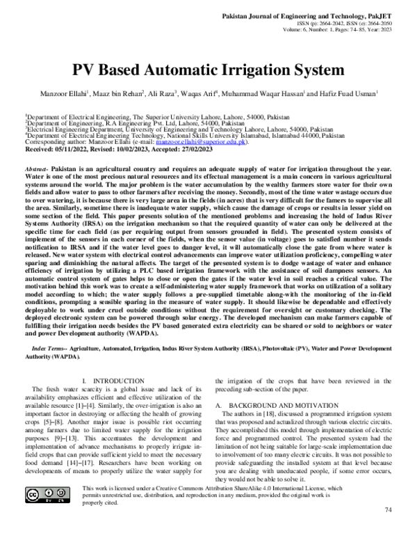 (PDF) PV Based Automatic Irrigation System