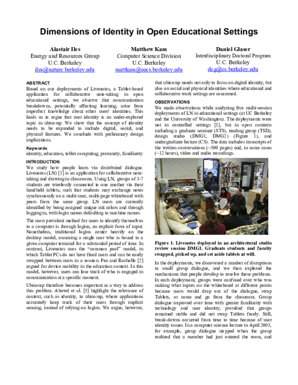 (PDF) Dimensions of Identity in Open Educational Settings