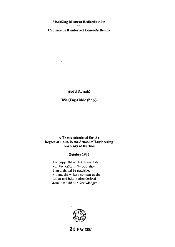 (PDF) Modelling moment redistribution in continuous reinforced concrete ...