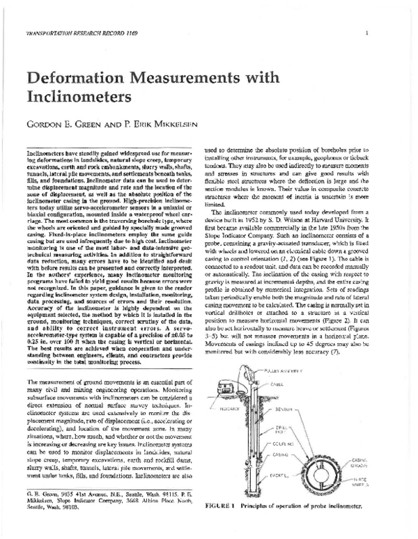 (PDF) Deformation Measurements with Inclinometers