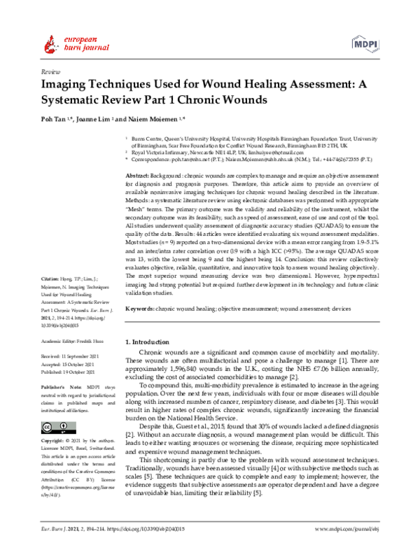 (PDF) Imaging Techniques Used for Wound Healing Assessment: A ...