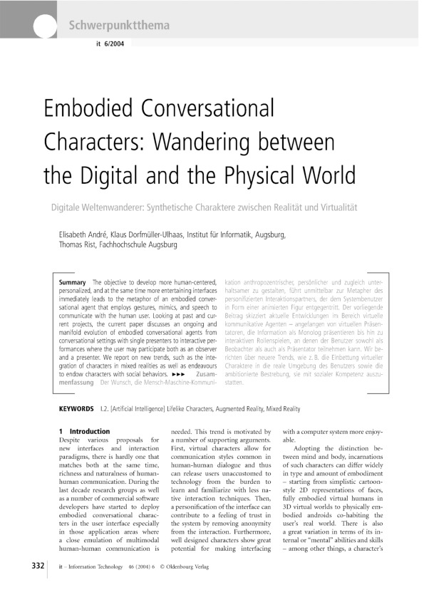 (PDF) Embodied Conversational Characters: Wandering between the Digital and the Physical World ...