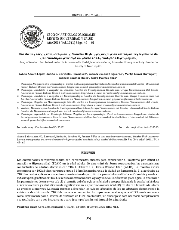 (PDF) Using a Wender Utah behavioral scale to assess with hindsight ...