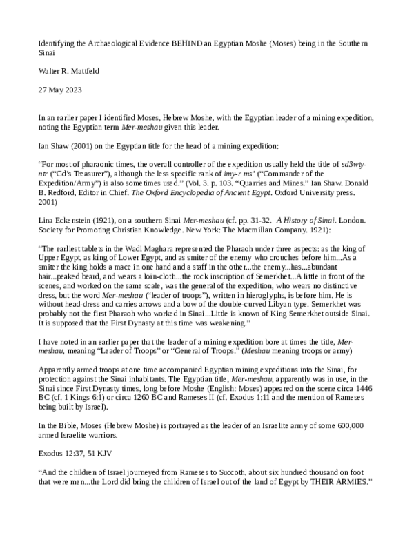 Identifying the Archaeological Evidence BEHIND an Egyptian Moshe (Moses ...