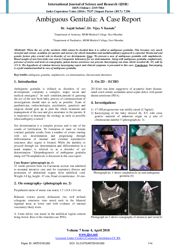(PDF) Ambiguous Genitalia : A Case Report | vijay kamale - Academia.edu