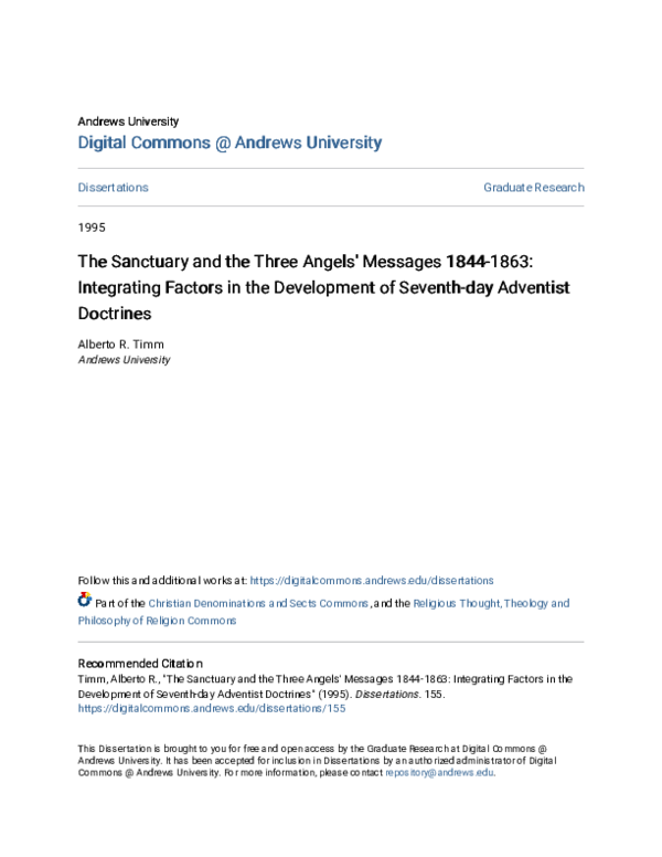(PDF) The Sanctuary and the Three Angels' Messages 1844-1863 ...