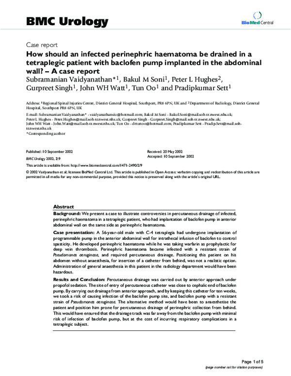 (PDF) How should an infected perinephric haematoma be drained in a ...