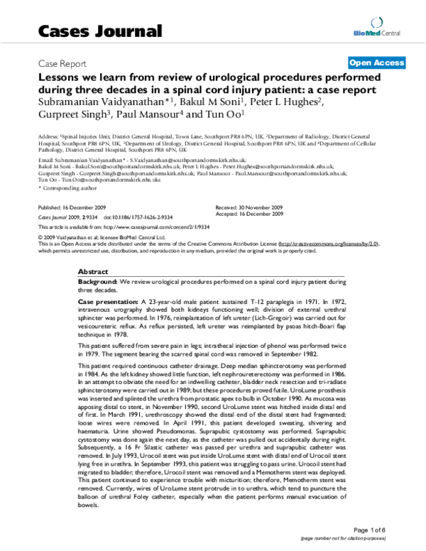 (PDF) Direct Visual Internal Urethrotomy in Supine Position in a ...