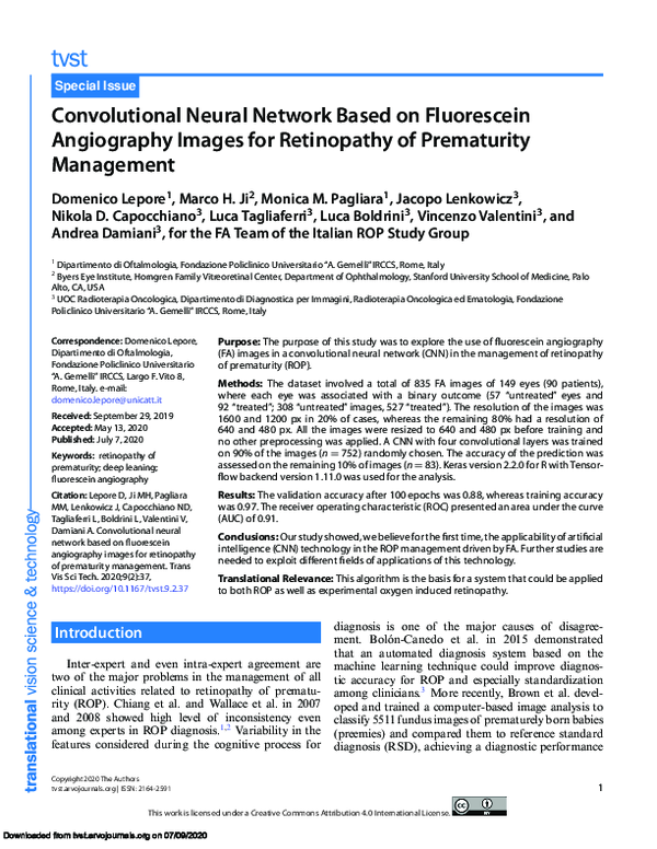 (PDF) Convolutional Neural Network Based on Fluorescein Angiography Images for Retinopathy of ...
