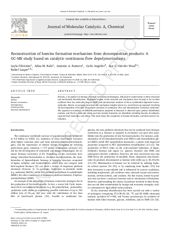 (PDF) Reconstruction of humins formation mechanism from decomposition ...