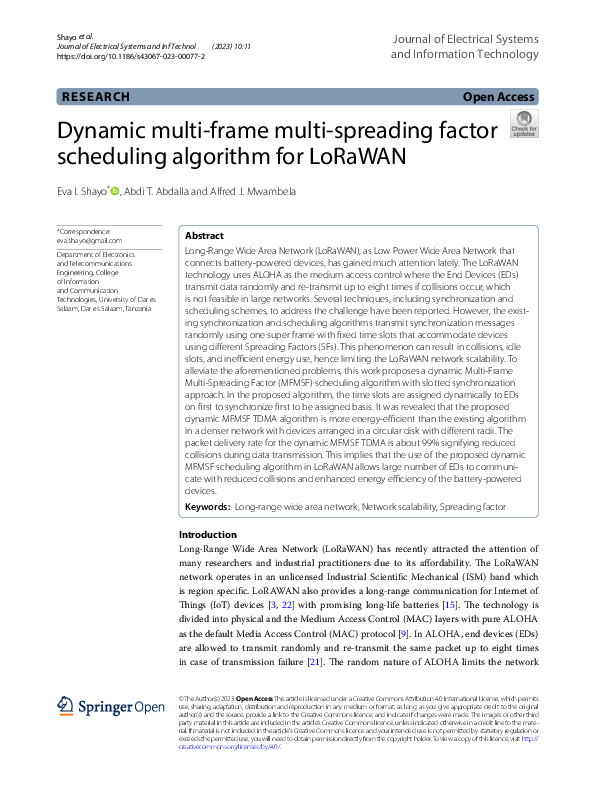 (PDF) Dynamic multi-frame multi-spreading factor scheduling algorithm for LoRaWAN