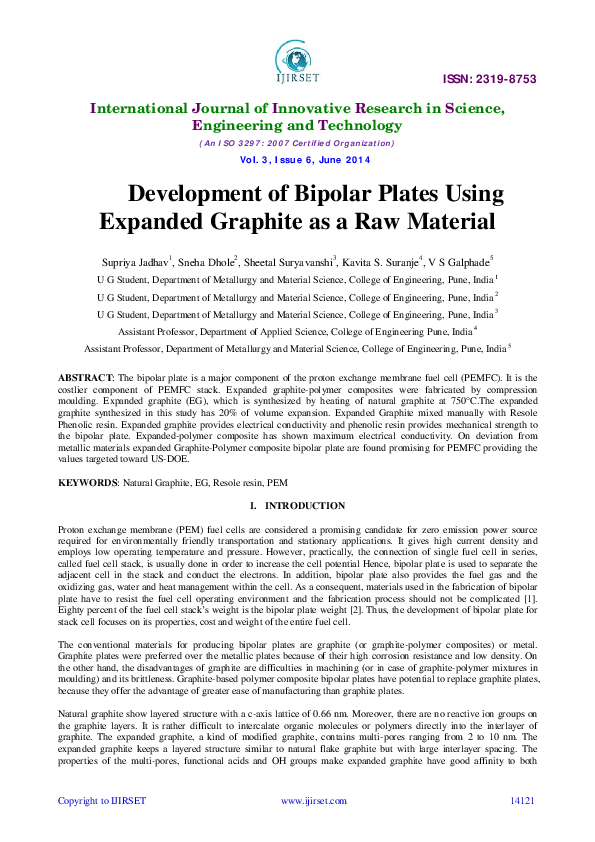 (PDF) Development of Bipolar Plates UsingExpanded Graphite as a Raw ...
