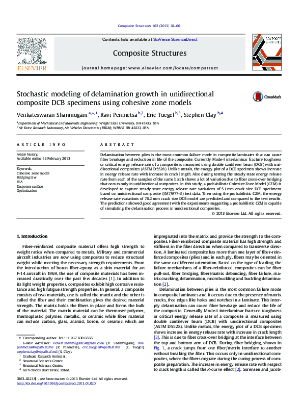 (PDF) Stochastic modeling of delamination growth in unidirectional ...