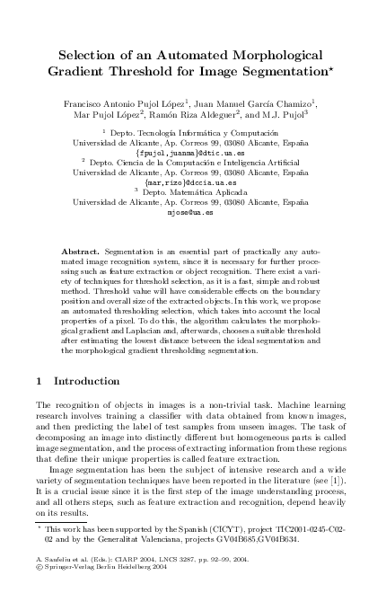 (PDF) Selection of an Automated Morphological Gradient Threshold for Image Segmentation