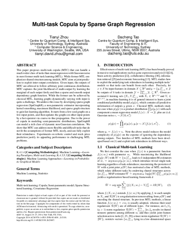 (PDF) Multi-task copula by sparse graph regression