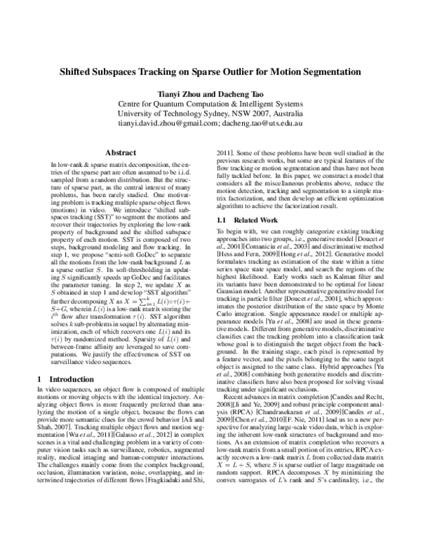 (PDF) Shifted subspaces tracking on sparse outlier for motion segmentation
