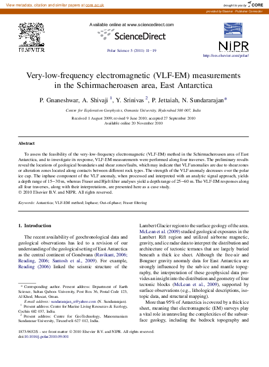 (PDF) VLF-EM Measurements and Geological Insights in East Antarctica