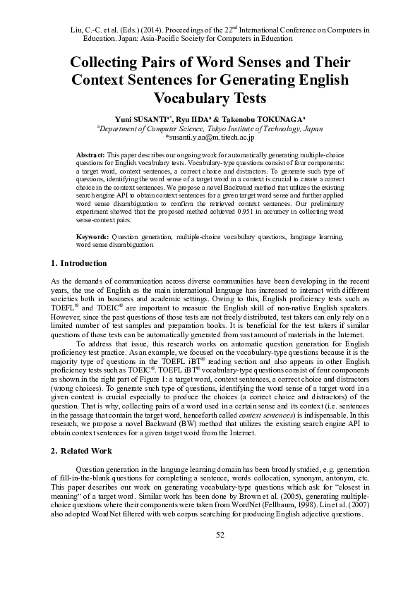(PDF) Collecting Pairs of Word Senses and Their Context Sentences for ...