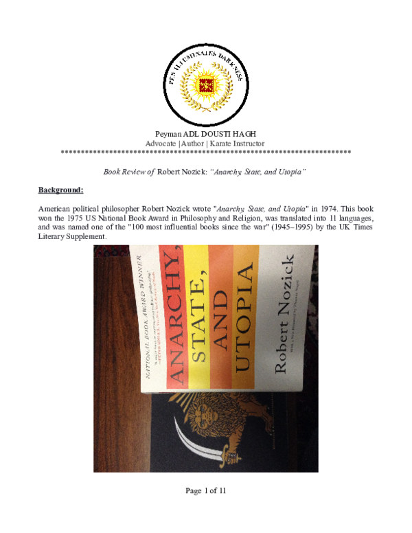 (PDF) Book Review of Robert Nozick: “Anarchy, State, and Utopia”