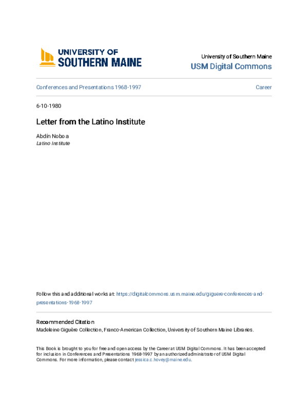(PDF) Letter from the Latino Institute