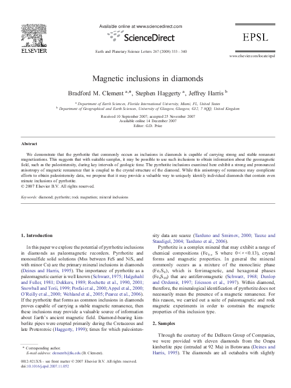 (PDF) Magnetic inclusions in diamonds