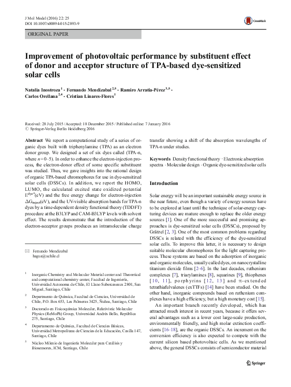 (PDF) Improvement of photovoltaic performance by substituent effect of ...