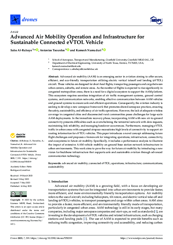 (PDF) Advanced Air Mobility Operation and Infrastructure for ...