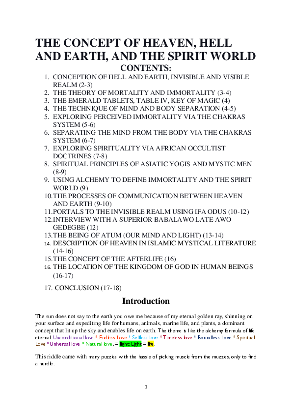 (PDF) THE CONCEPT OF HEAVEN, HELL AND EARTH, AND THE SPIRIT WORLD